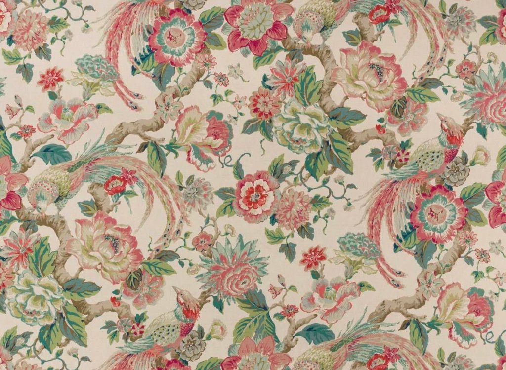 Tela Estampada Floral con Aves Algodón y Lino | Envío Gratis